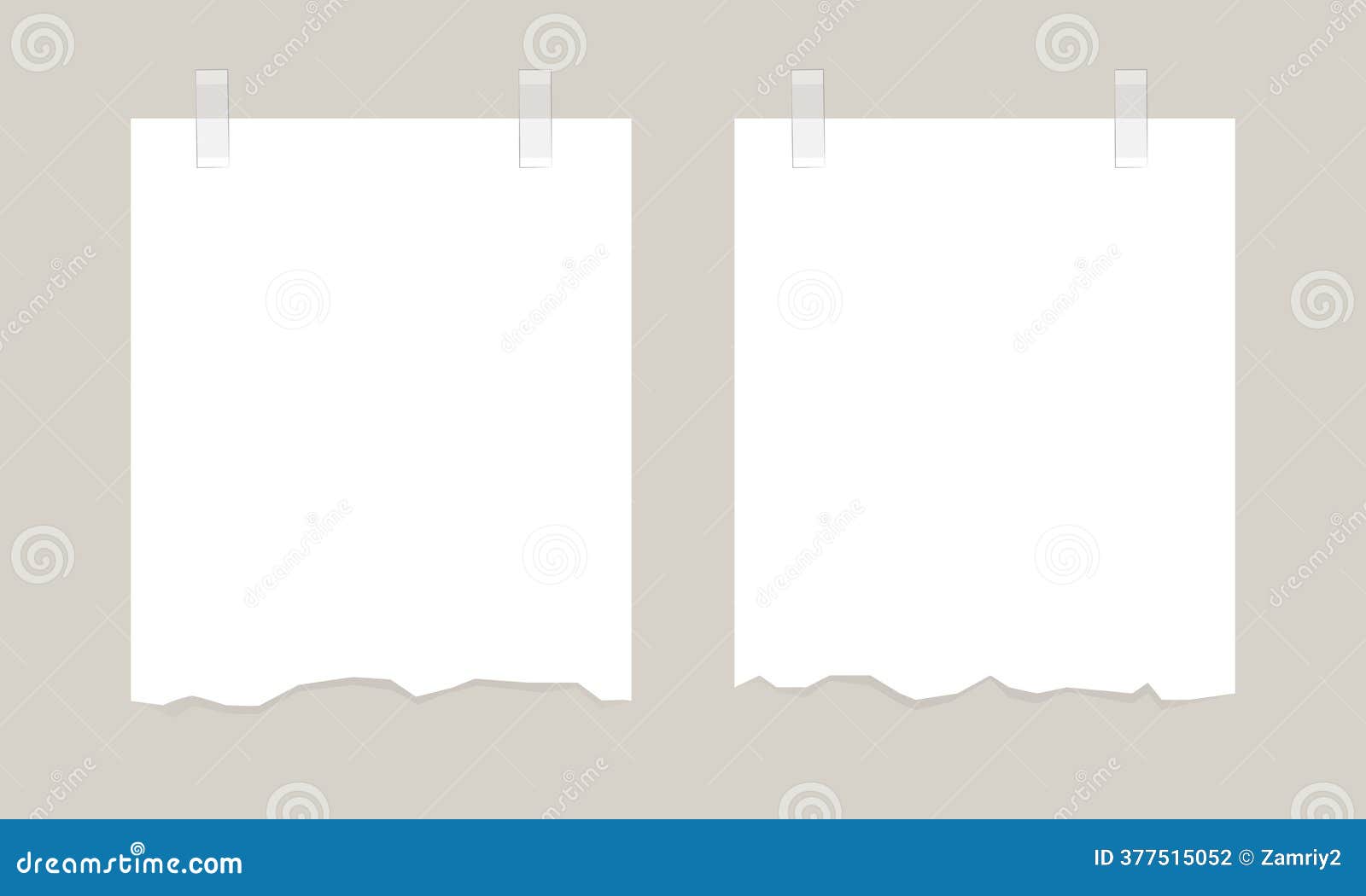 Set Of Blank Torn Paper Sheets. Vector Note Pieces Collection With ...