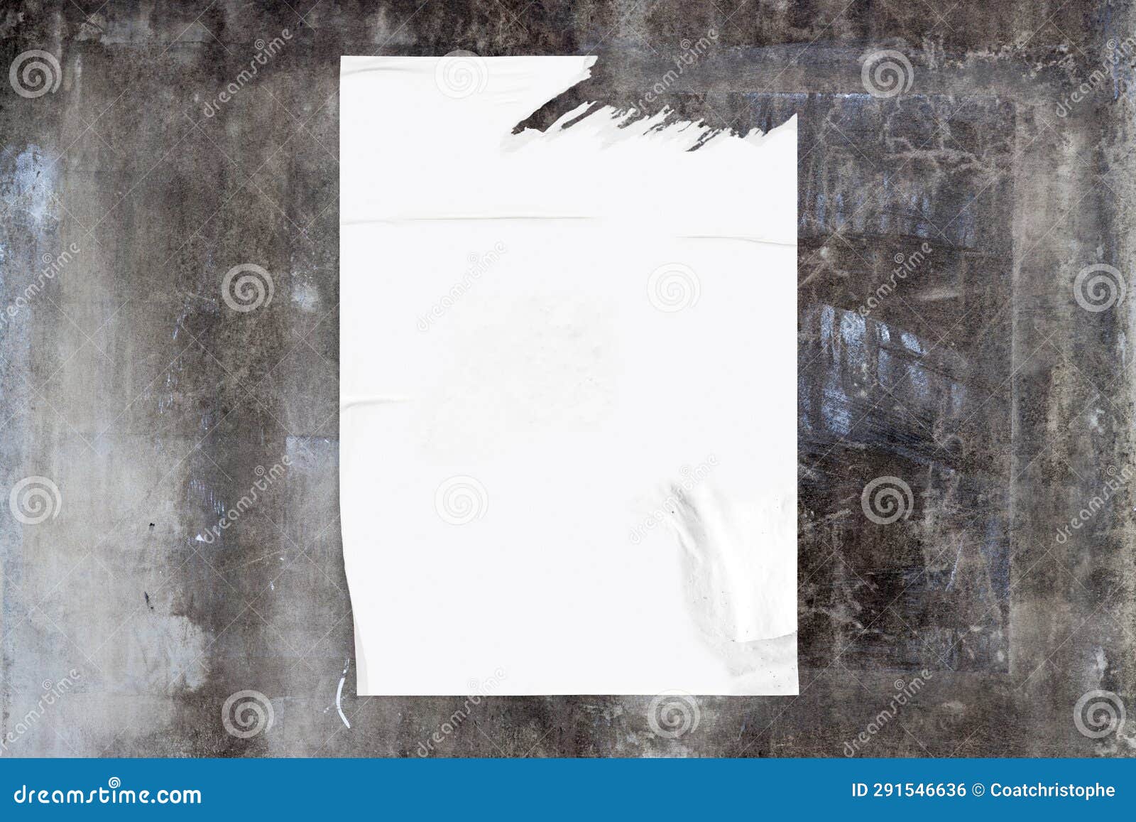 Blank Torn Poster on a Weathered Concrete Wall Stock Photo - Image of ...