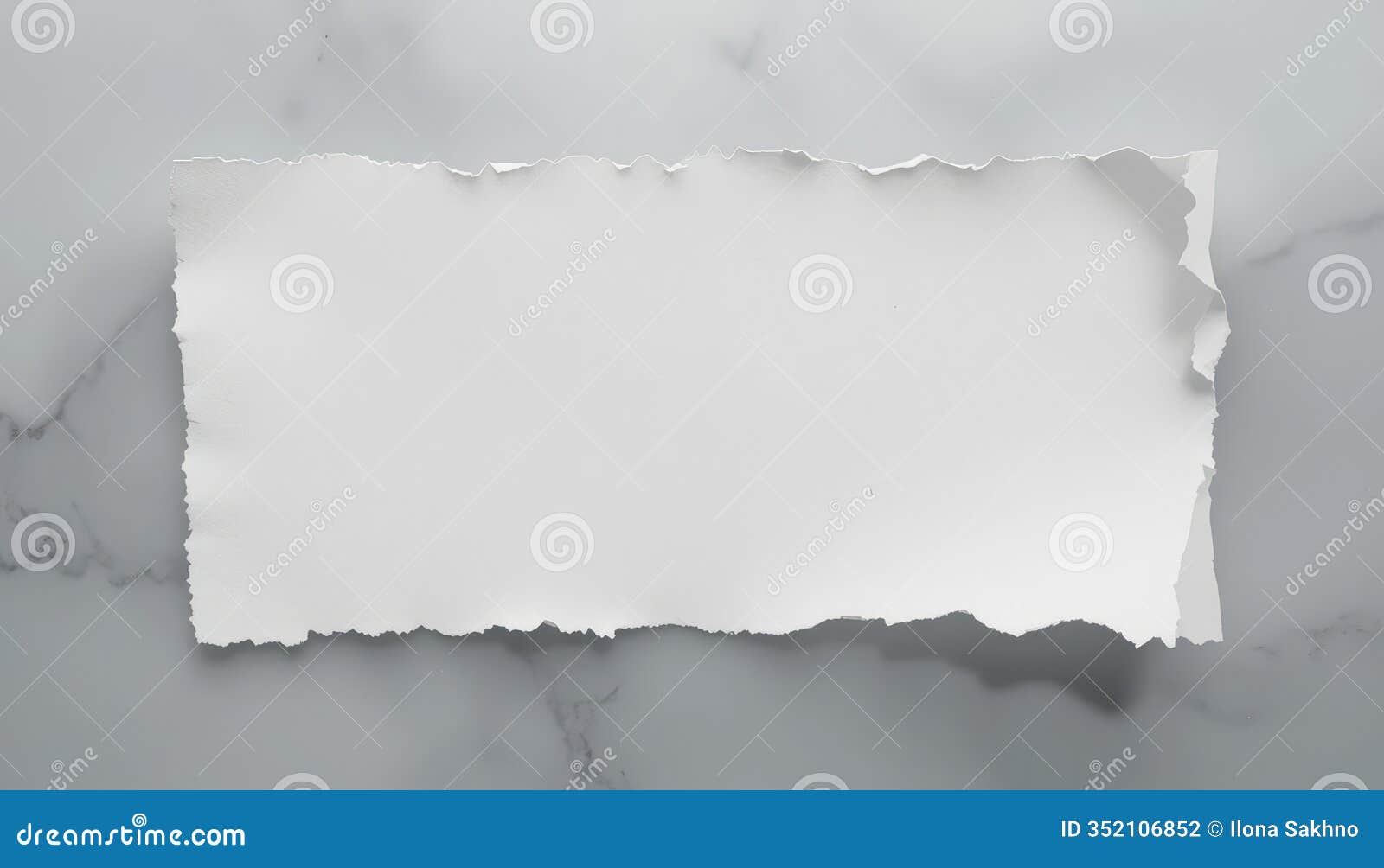 A Blank Torn White Paper with Irregular Edges on a Marble Surface Stock ...