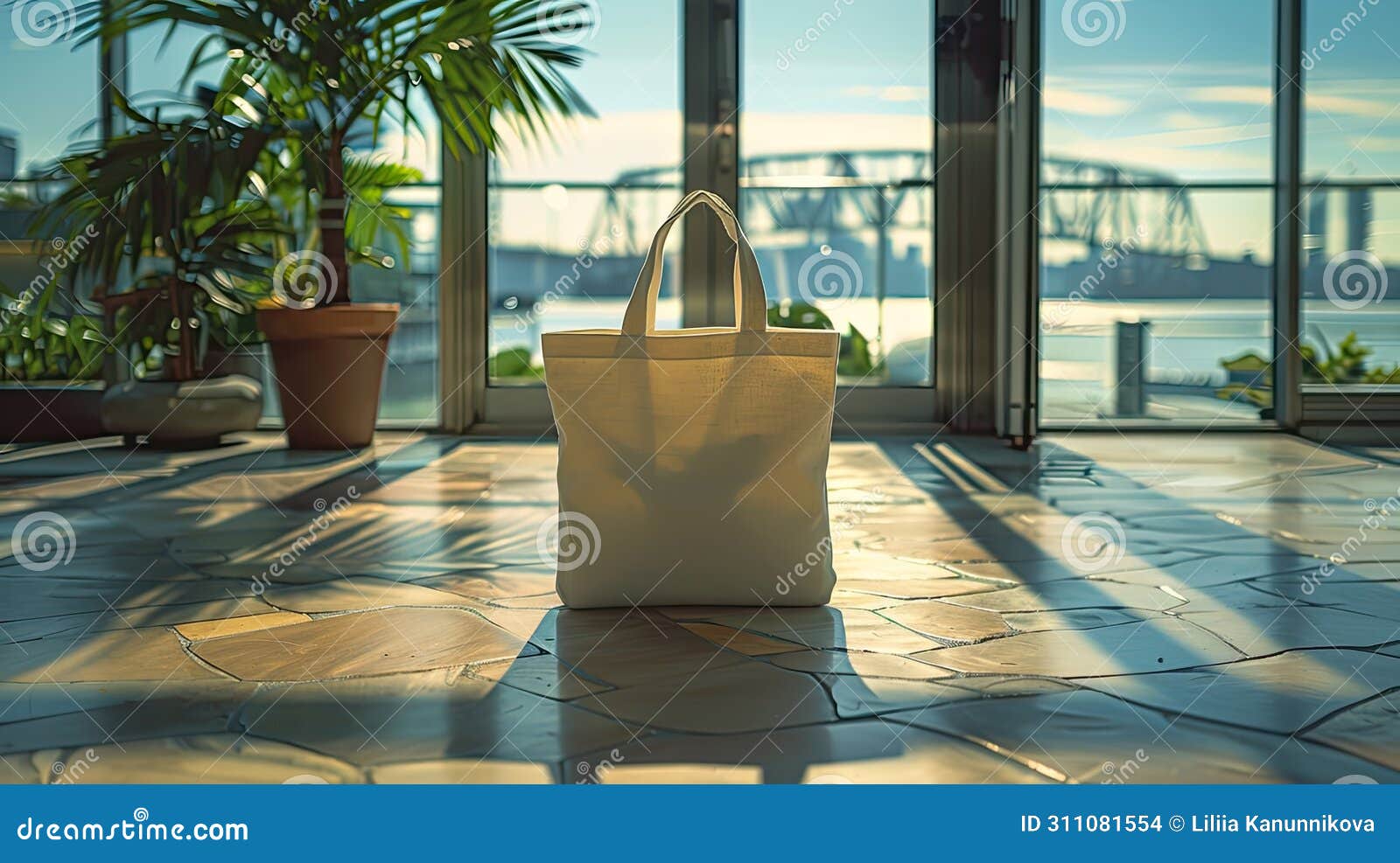 A Blank Tote Bag Mockup Template in a Realistic Setting, Featuring ...