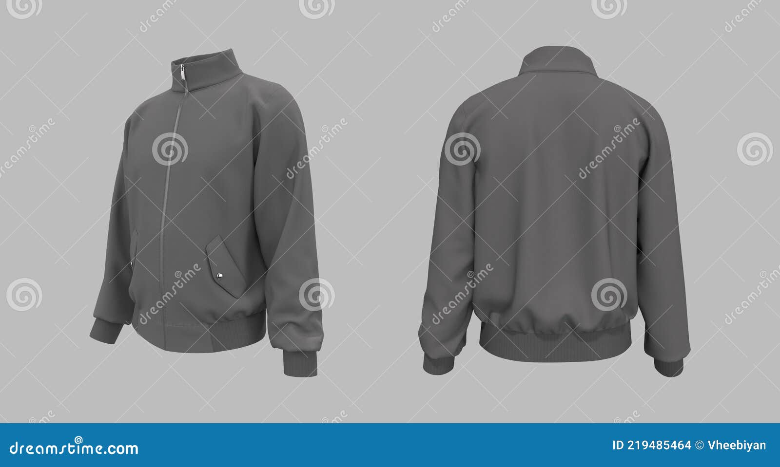 Blank Tracktop Jacket Mockup in Side and Back Views Stock Illustration ...