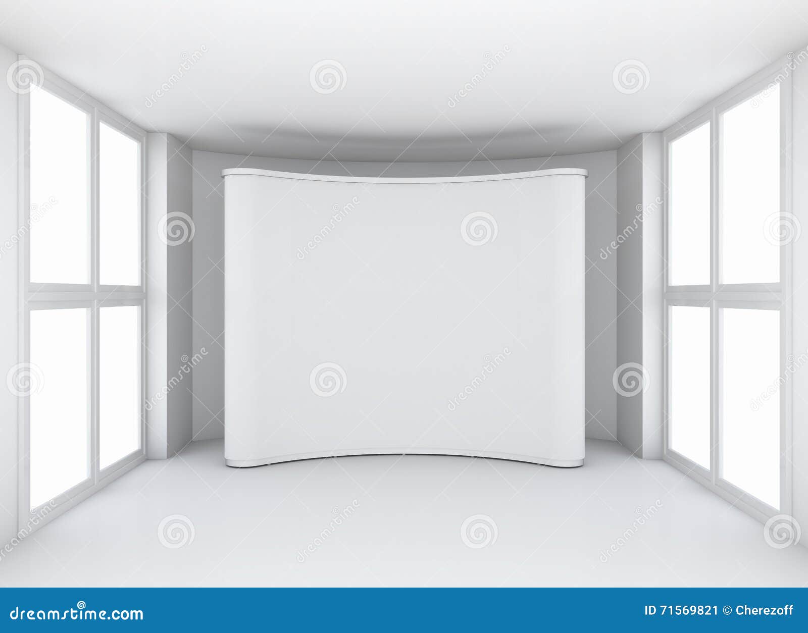 Blank Trade Show Booth in Clean White Room Stock Image - Image of ...