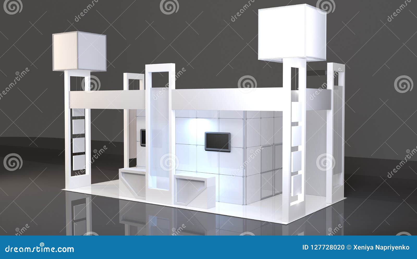 Blank Trade Show Booth Mock-up. 3D Render Stock Illustration ...