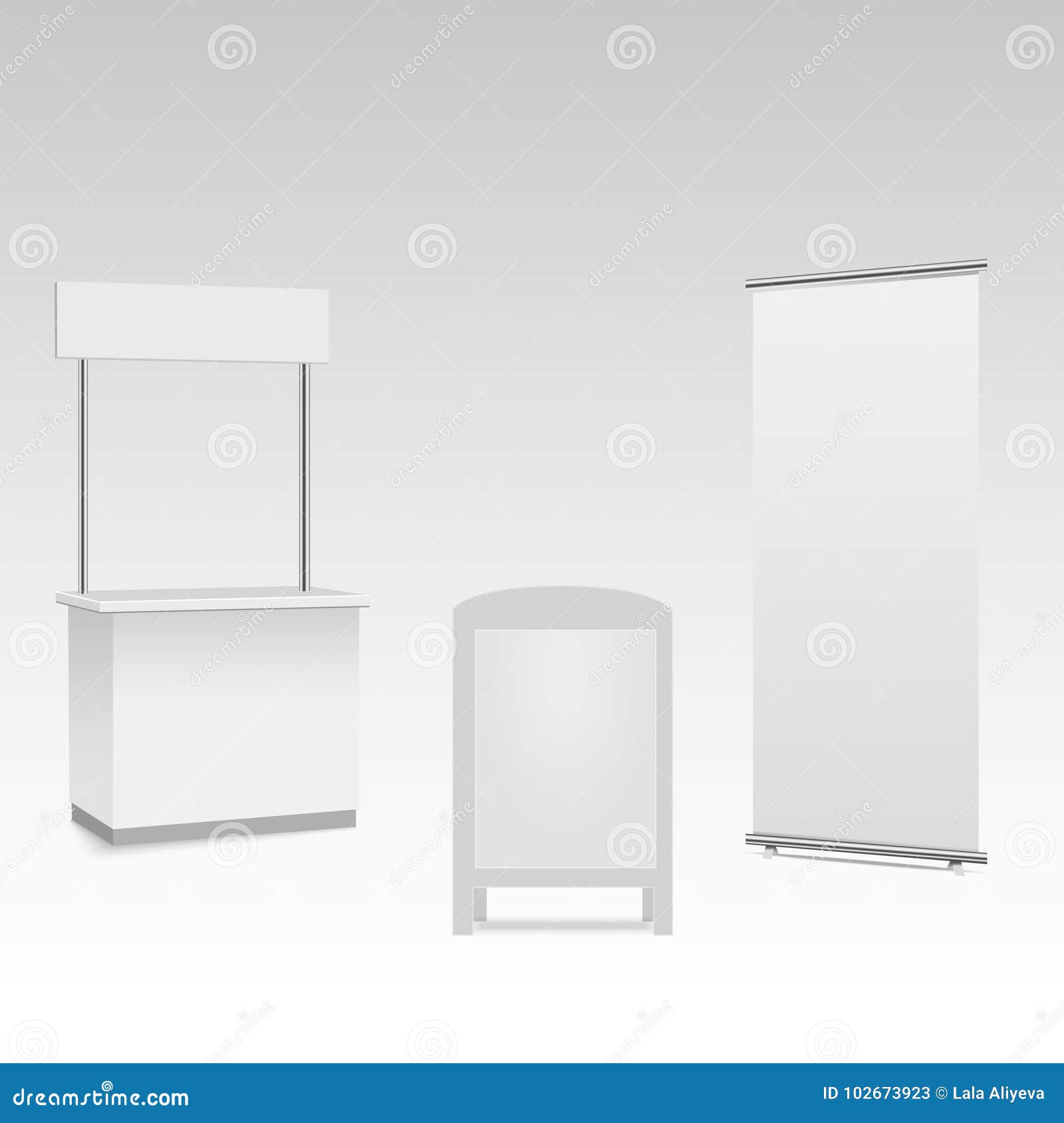 Blank Trade Show Booth Mock Up. Front View. Vector Isolated On Grey ...