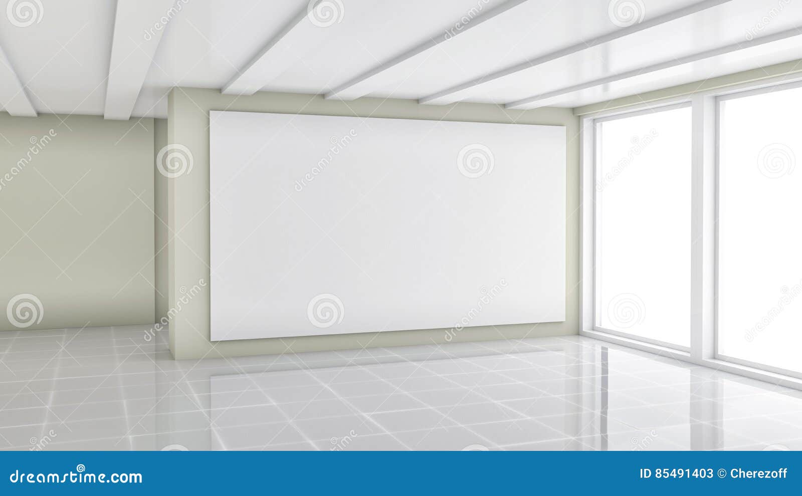 Blank Trade Showroom with White Poster Stock Image - Image of ...