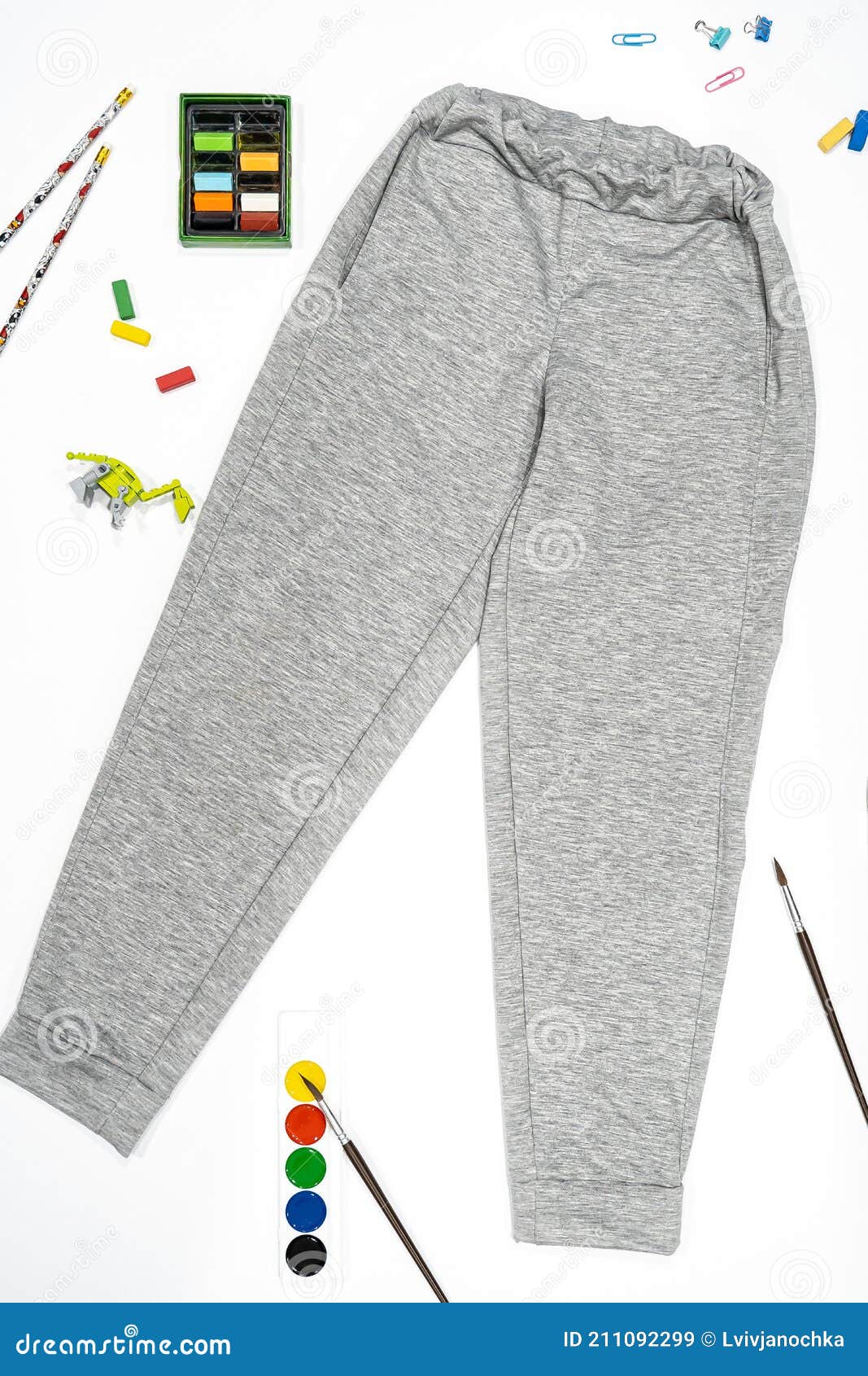 Blank Training Jogger Pants Color Grey Front View on White Background ...