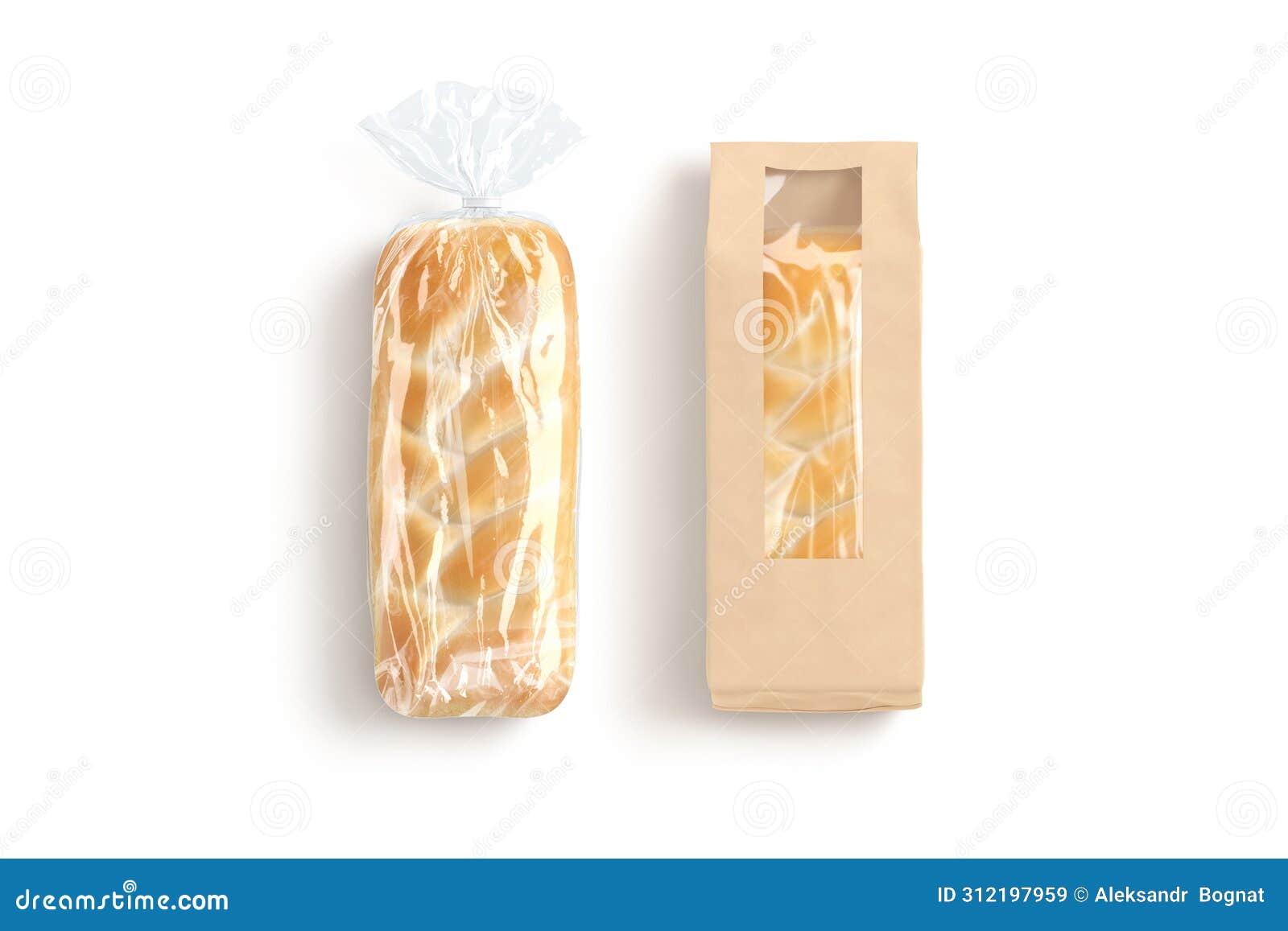 Blank Transparent Cellophane and Craft Paper Bread Pack Mockup ...