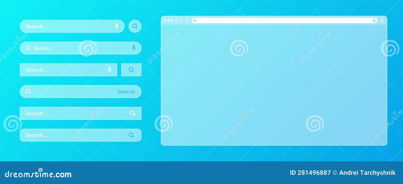 Blank Transparent Internet Browser Window with Various Search Bar ...