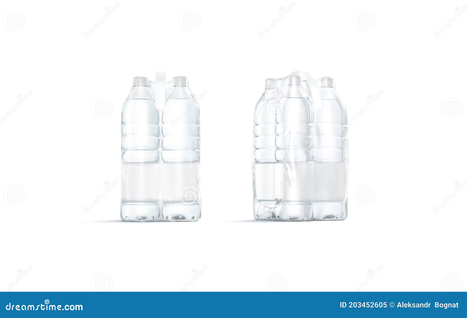 Blank Transparent Plastic Bottle in Pack with Handle Mockup Stock ...