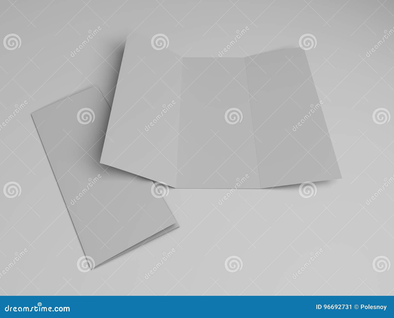 Blank Tri-fold Brochure Design Template. 3D Stock Illustration ...