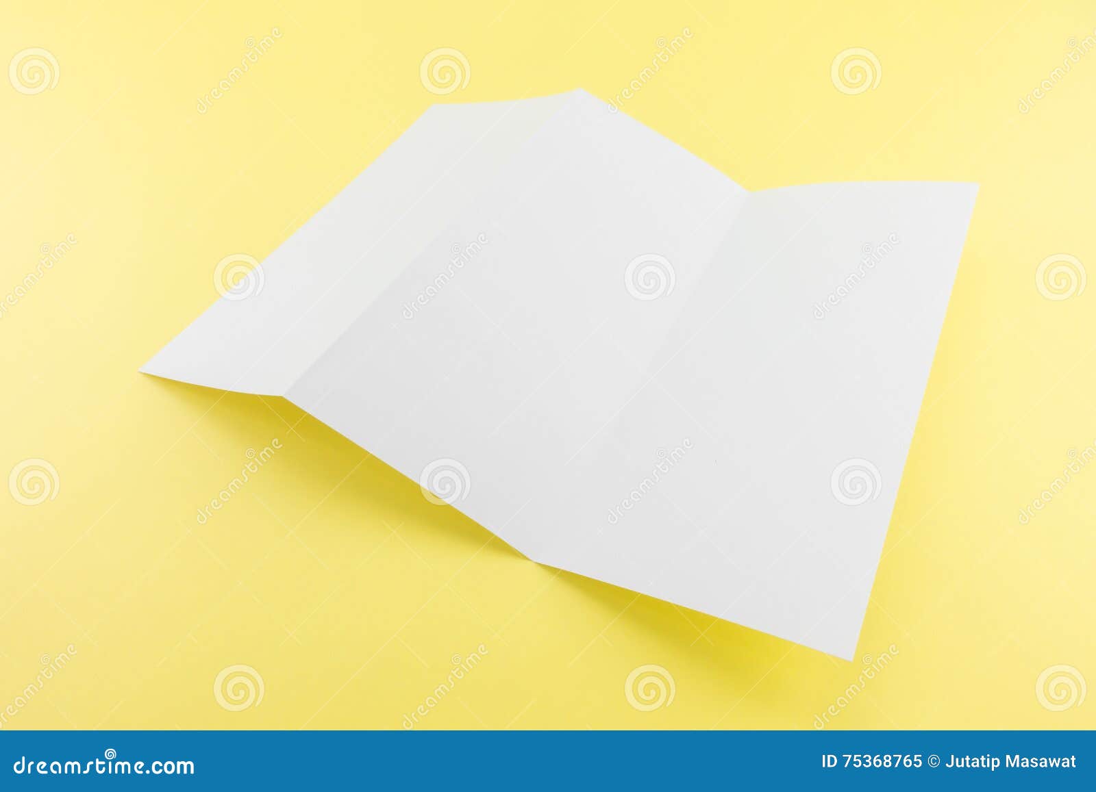 Blank Trifold White Template Paper On Wood Background With Soft Stock ...