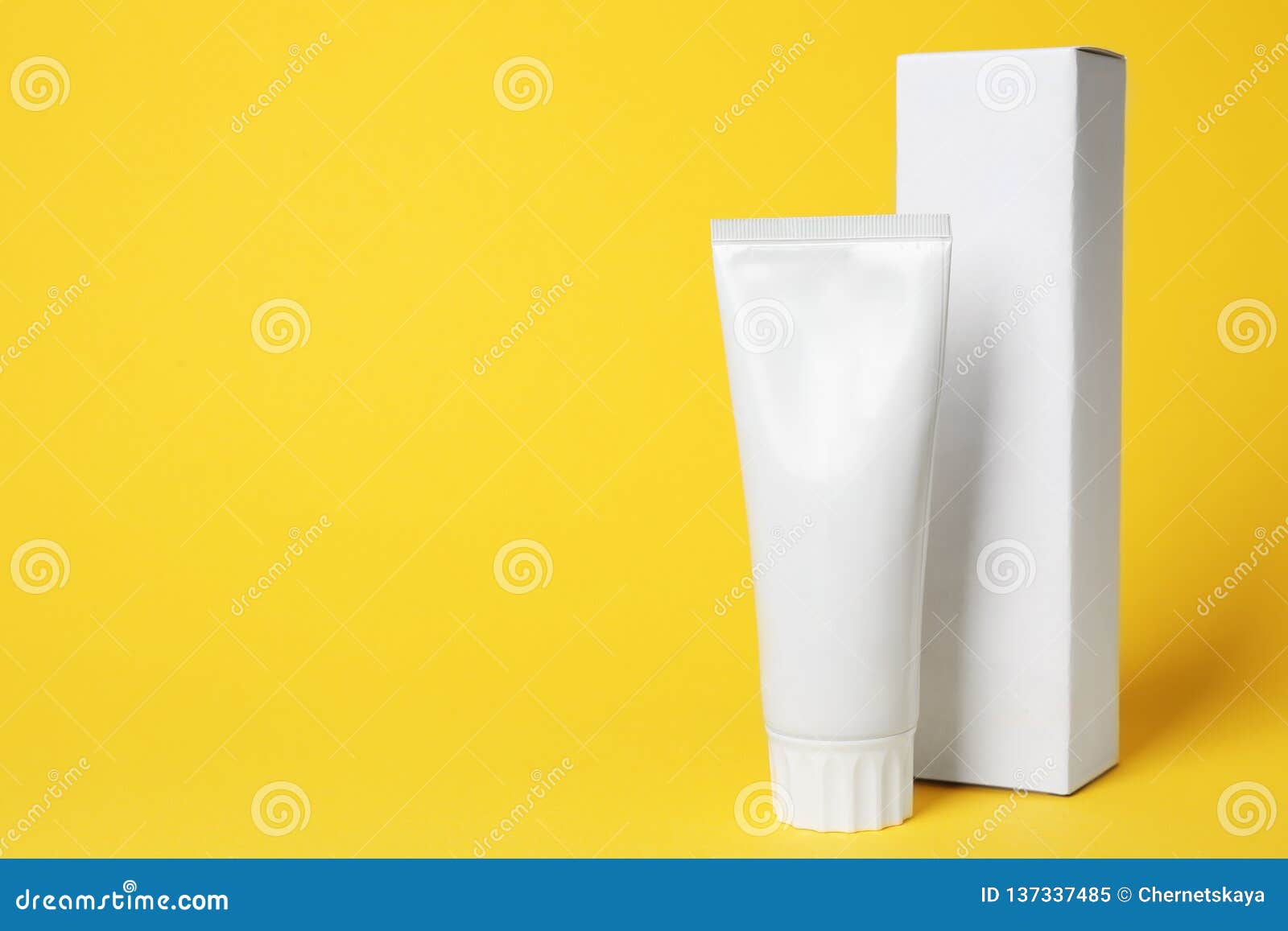 Blank Tube of Toothpaste and Box on Color Background Stock Image ...