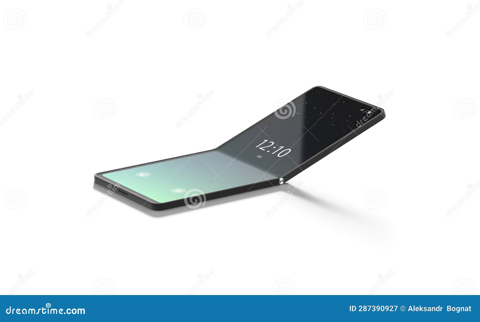 Blank Turned On Flexible Clamshell Phone Display Half Folded Mockup ...