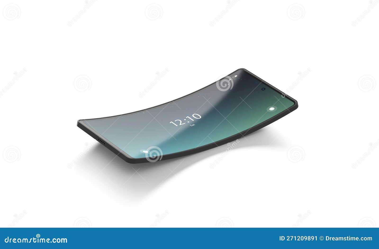 Blank Turned on Rectangle Phone Flexible Curved Display Mockup ...