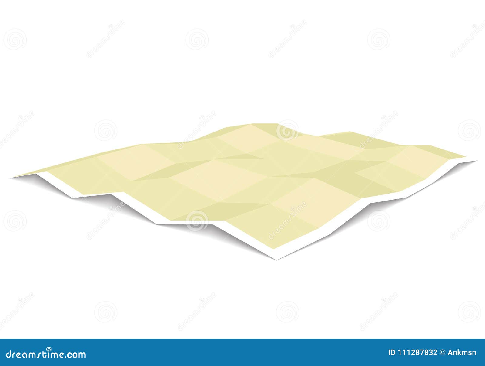 Blank Unfolded Paper Map Template Three Dimensional Perspective Vector ...