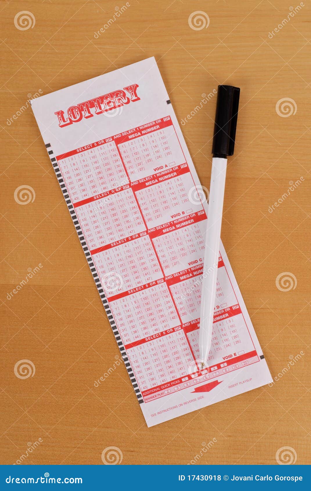Blank Unmarked Lottery Slip Stock Photo - Image of optimism, gamble ...