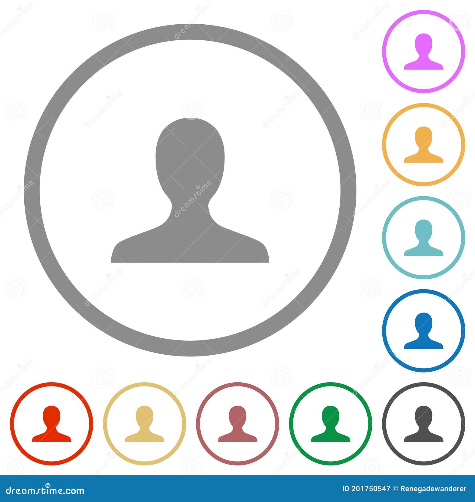 Blank User Avatar Flat Icons with Outlines Stock Vector - Illustration ...