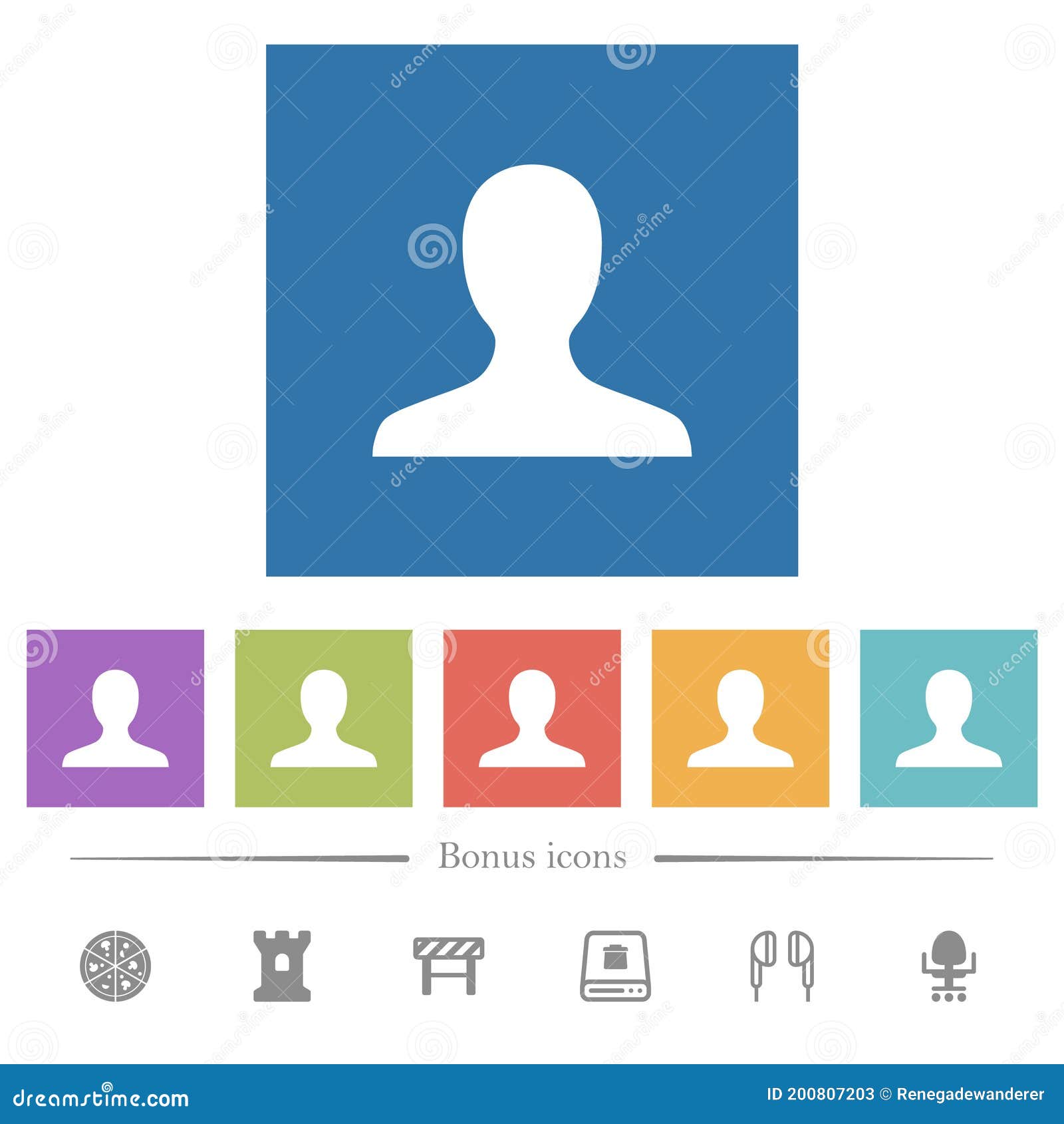 Blank User Avatar Flat White Icons in Square Backgrounds Stock Vector ...