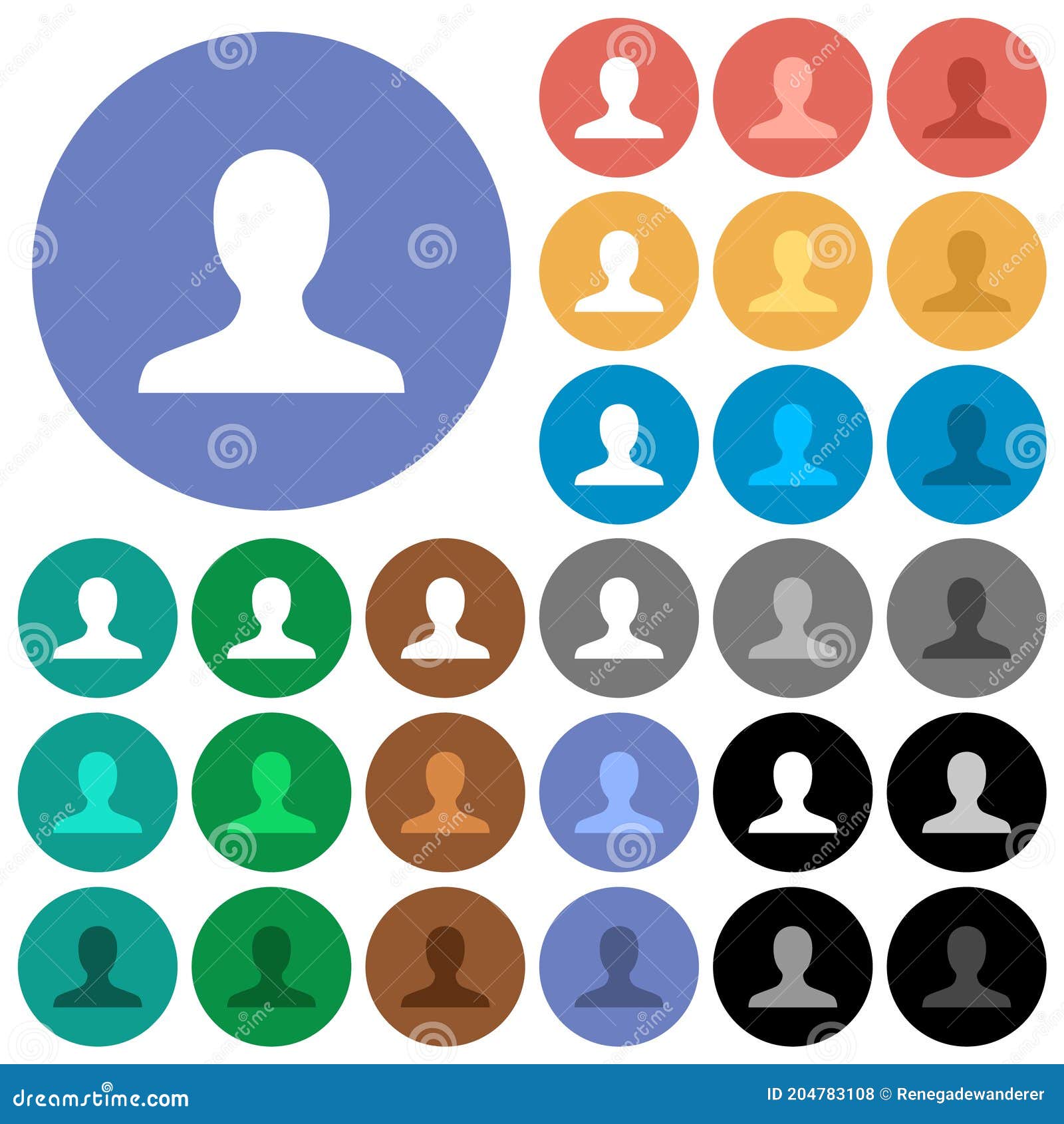 Blank User Avatar Round Flat Multi Colored Icons Stock Vector ...