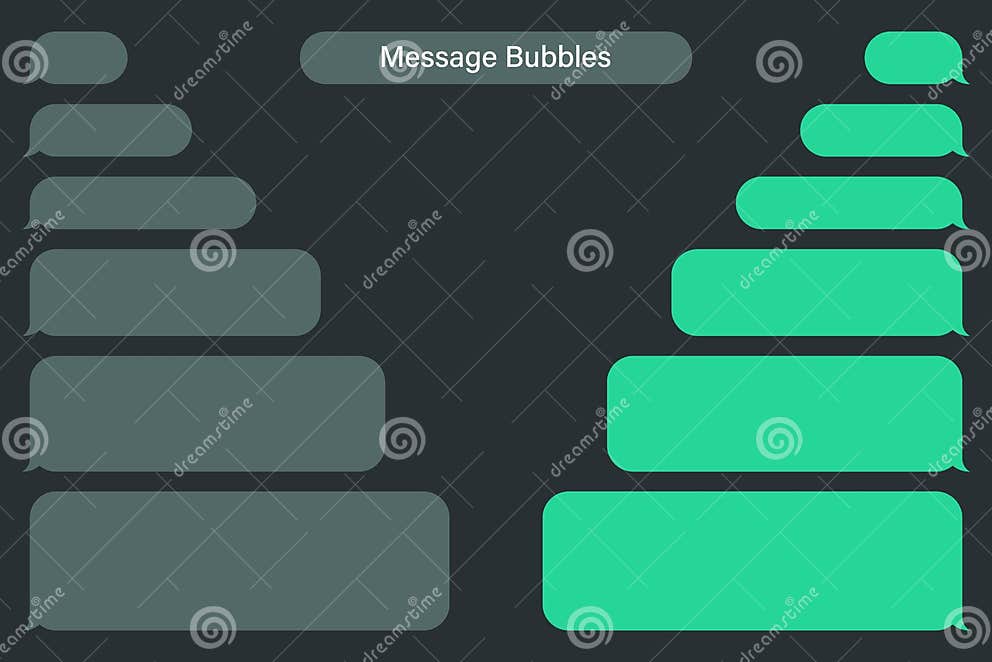 Blank Various Message Bubbles. Green Chat or Messenger Speech Bubble ...