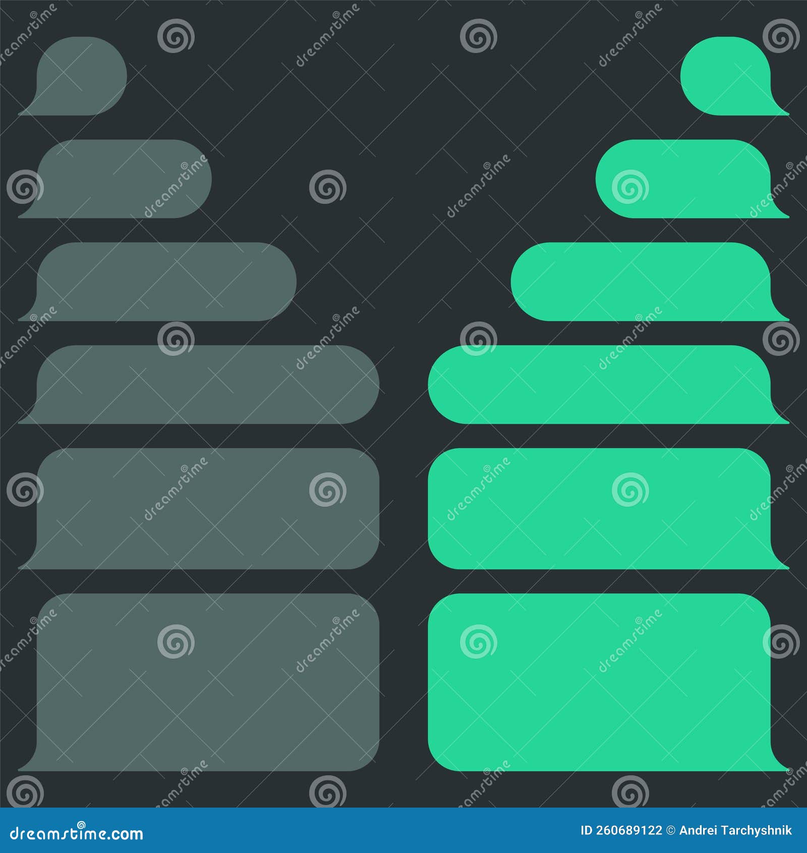 Blank Various Message Bubbles. Green Chat or Messenger Speech Bubble ...