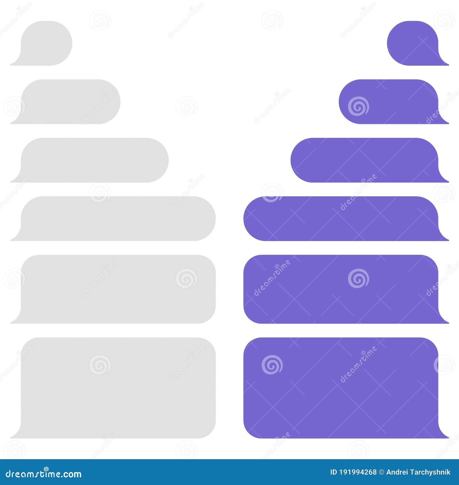 Blank Vector Message Bubbles. Chat or Messenger Speech Bubble. SMS Text ...