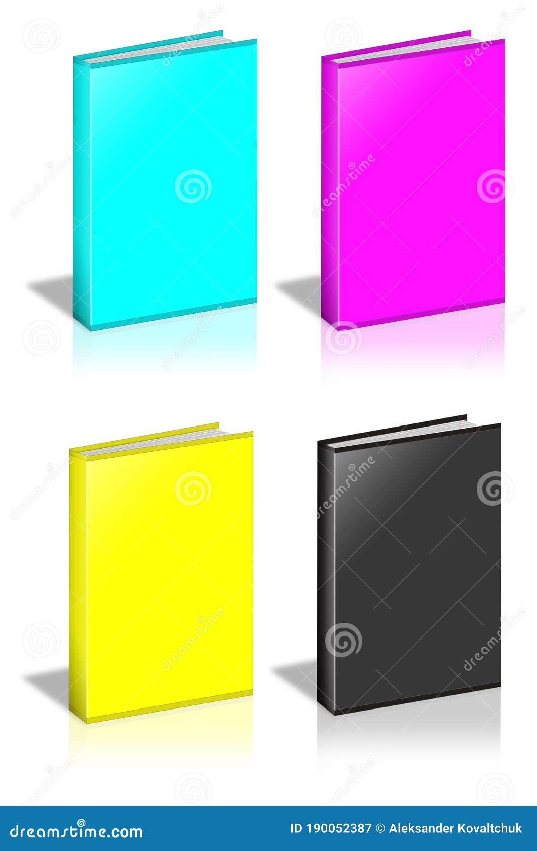 Blank Vertical Book Template Standing on White Surface. CMYK 3D ...