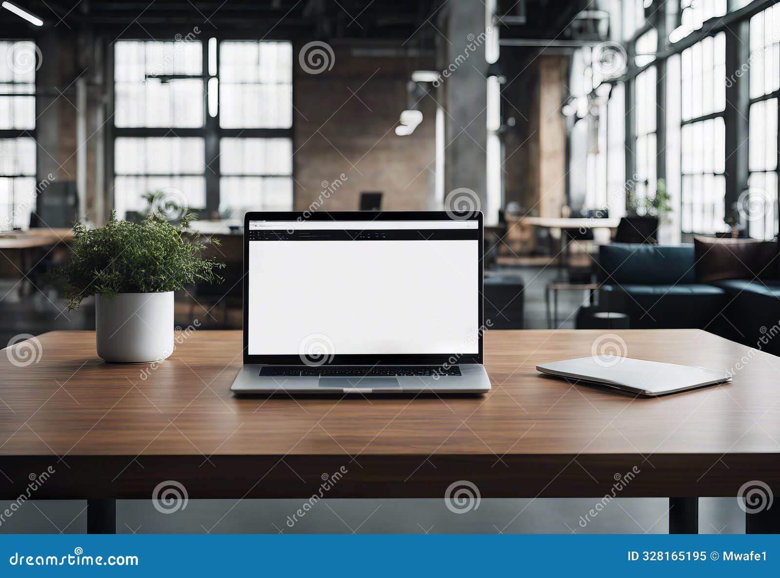 Blank View Office Industrial Interior Screen Template Mockup Table ...