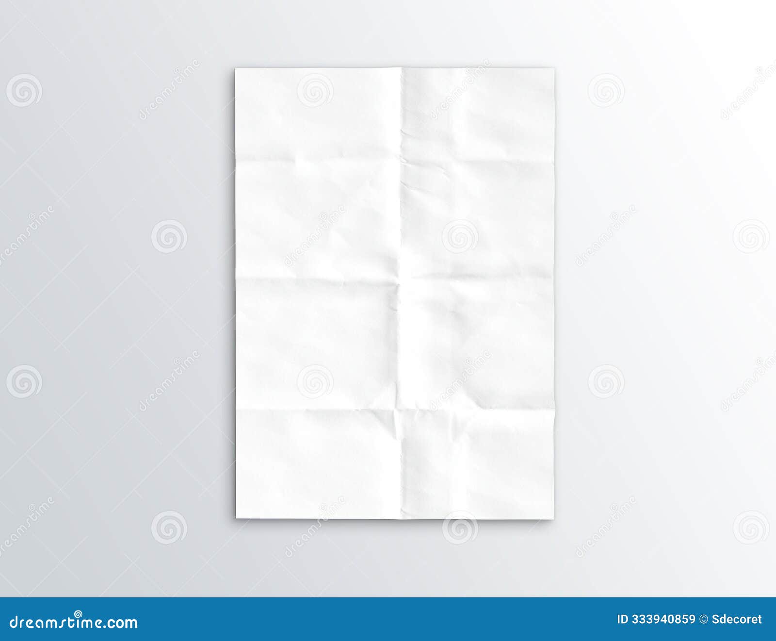 Blank Vintage Folded Poster Mockup On White Background. A4 Paper Sheet ...