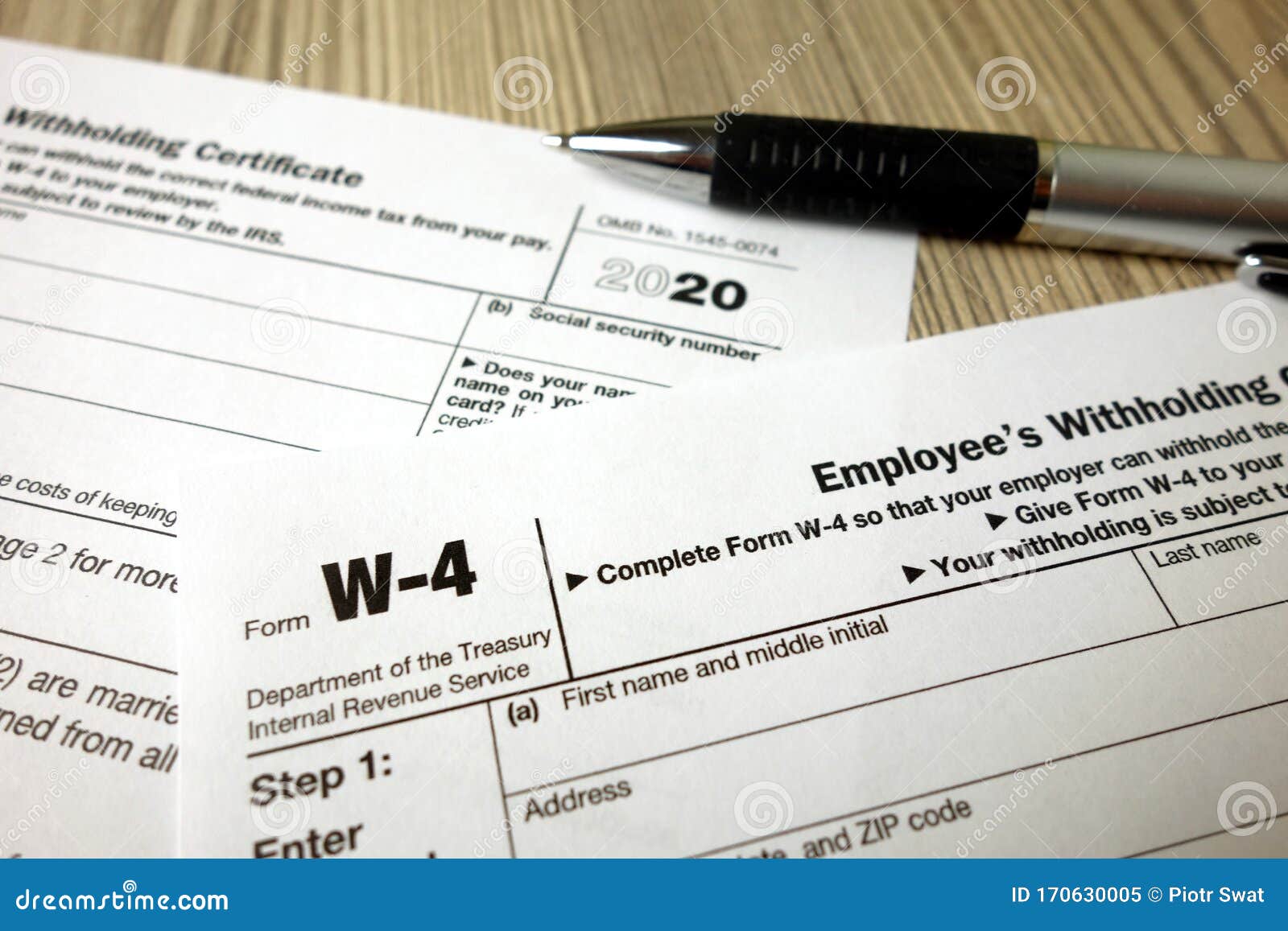 Blank W-4 Form and a Pen. Tax Season Stock Image - Image of form ...