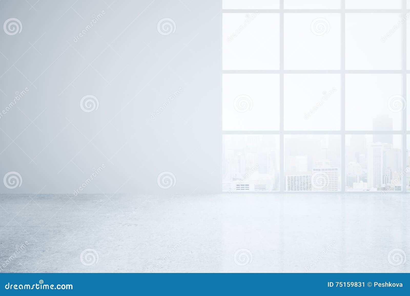 Blank Wall in Empty Interior Stock Illustration - Illustration of ...