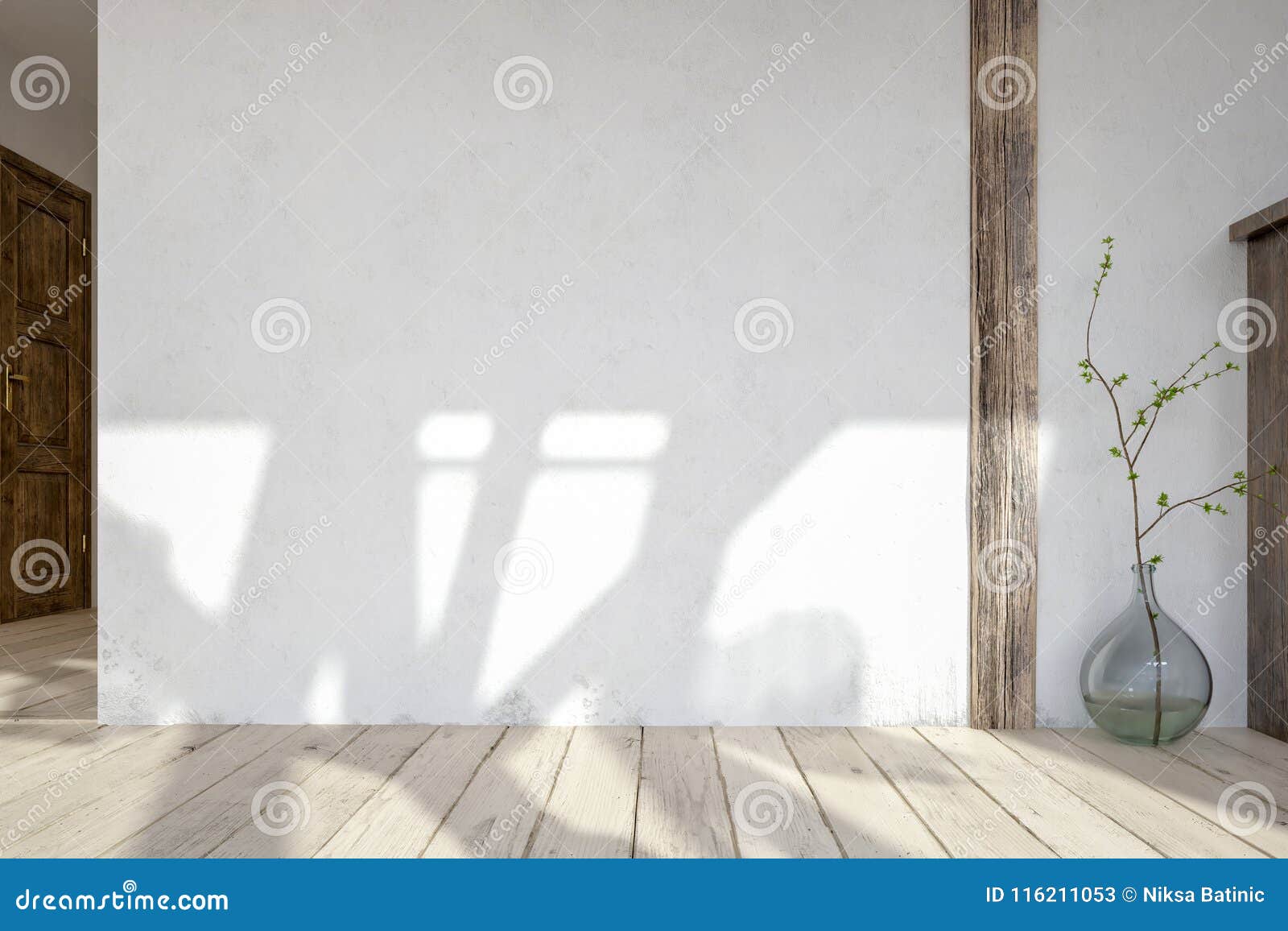 Blank Wall Mockup In Living Room Interior Background Royalty-Free Stock ...