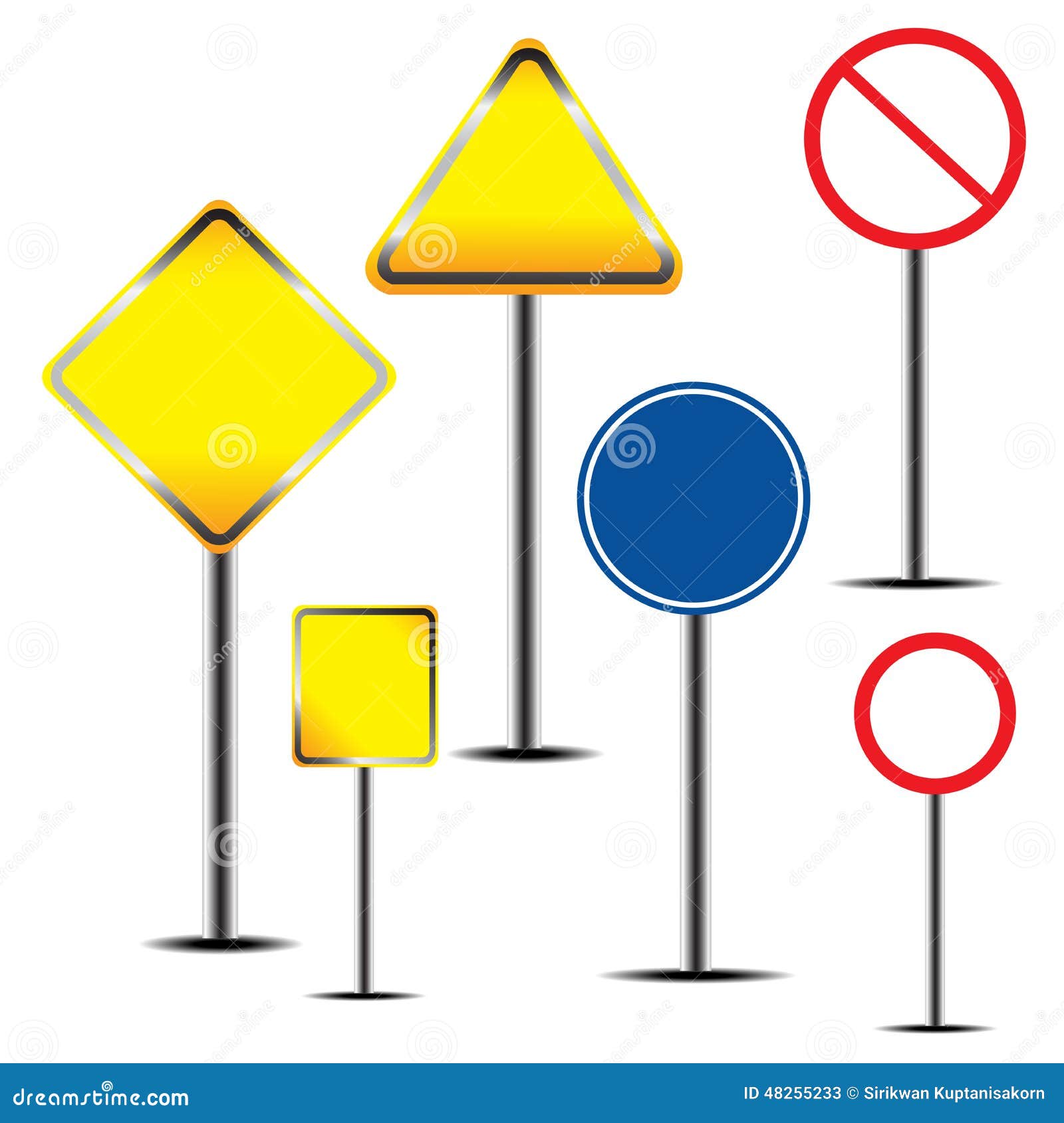 Blank warning road sign stock illustration. Illustration of safety ...