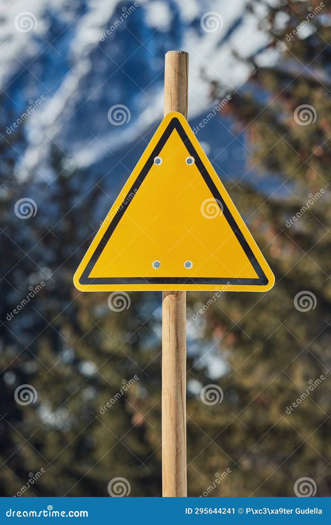 Blank Warning Sign on a Mountain Trail Stock Image - Image of plain ...
