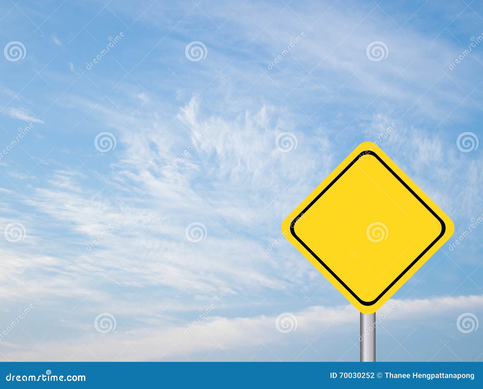 Blank Warning Transportaion Sign with the Blue Sky Background Stock ...