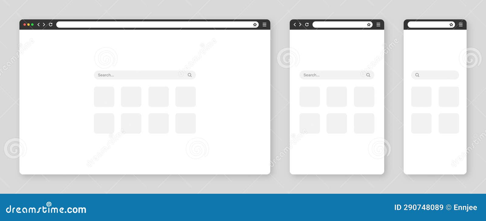 Blank Web Browser Window with Tab, Toolbar and Search Field. Modern ...