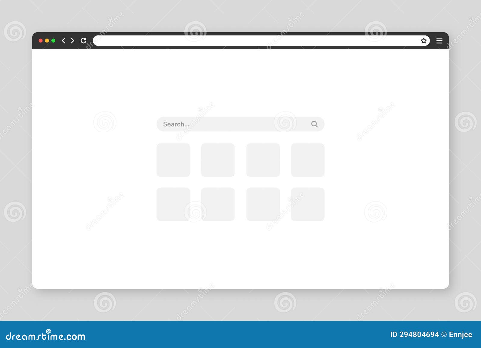 Blank Web Browser Window with Tab, Toolbar and Search Field. Modern ...