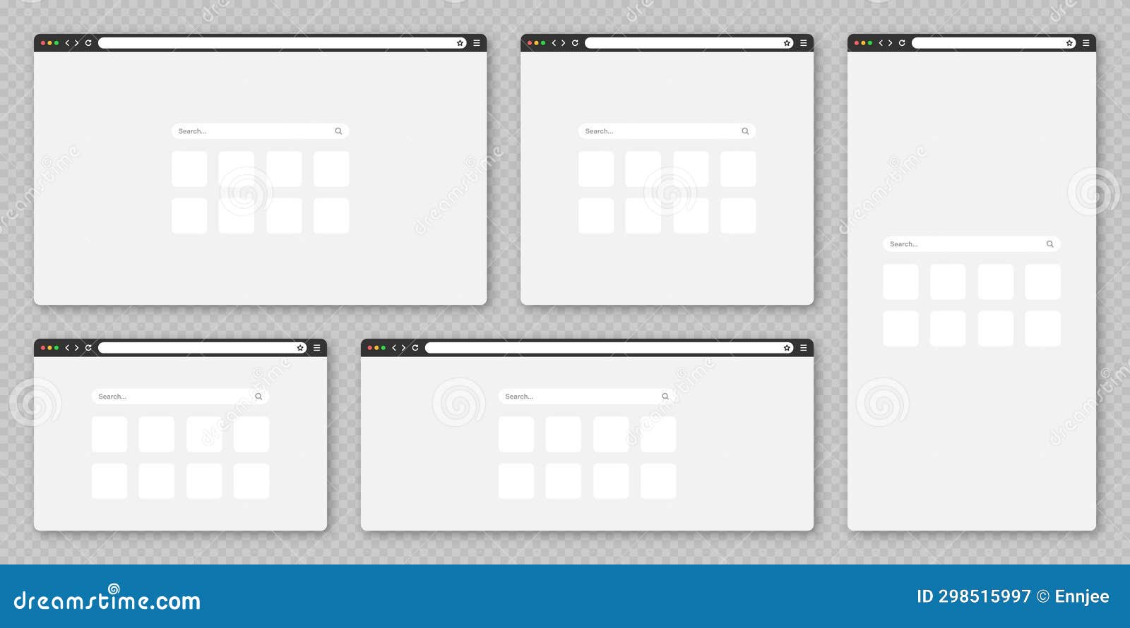 Blank Web Browser Window with Tab, Toolbar and Search Field. Modern ...