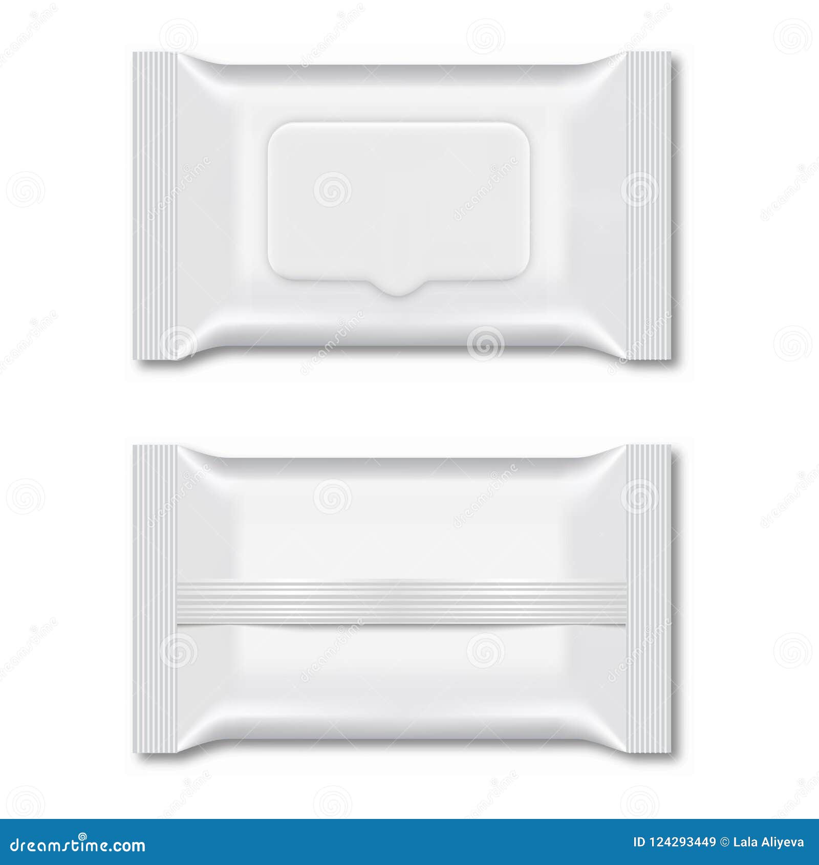 Blank Wet Wipe Resealable Packs, Realistic Vector Mockup Set. Flushable ...