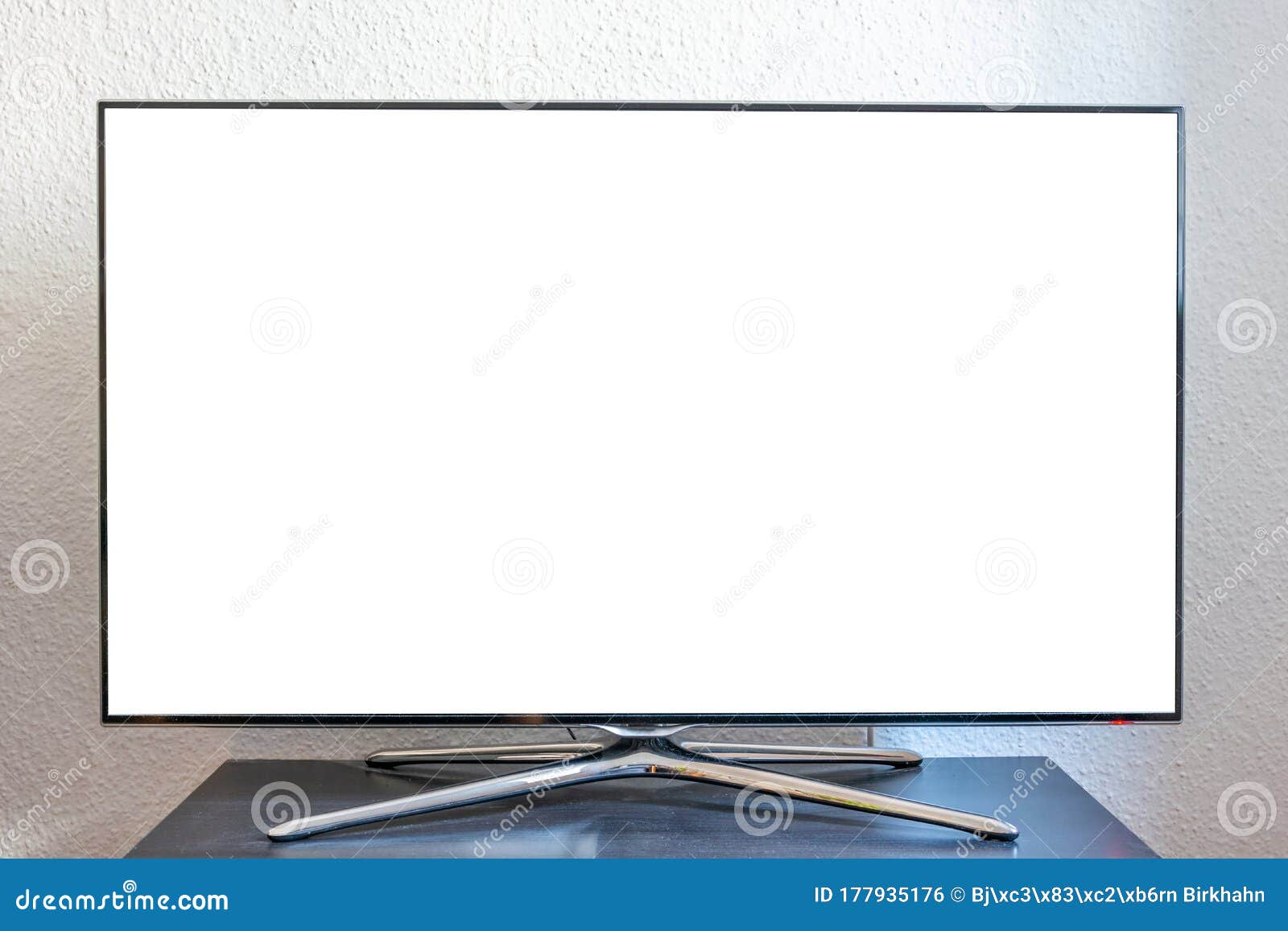 Blank White Ad Space on TV in Living Room Stock Photo - Image of ...