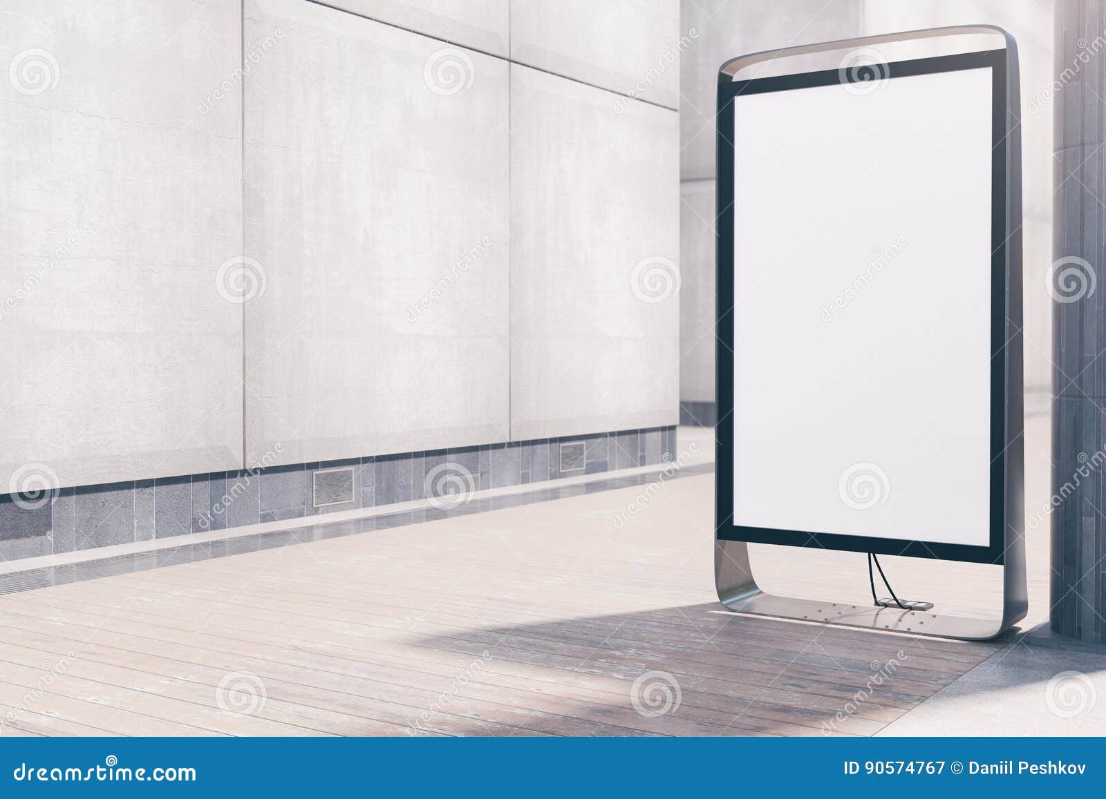 Blank white ad stand stock illustration. Illustration of concrete ...