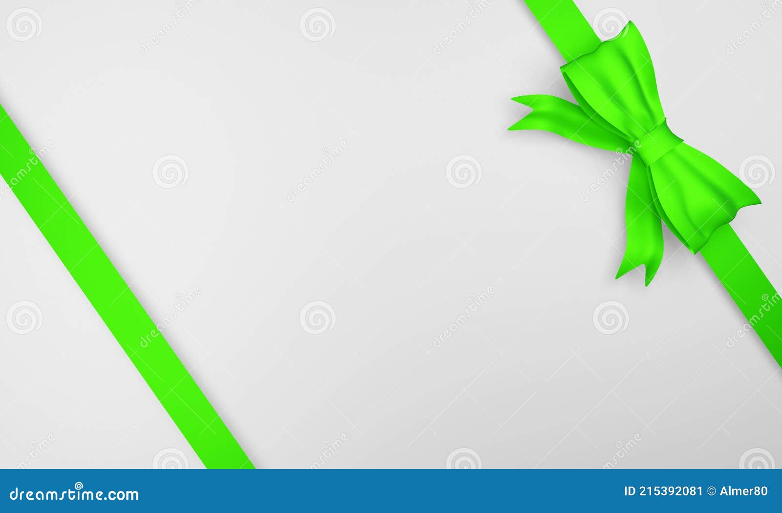 Blank White Background with Green Diagonal Ribbons and Bow in the ...