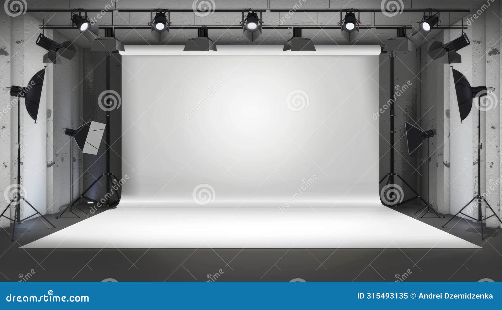 Blank White Background in the Studio with Empty Photo Equipment ...