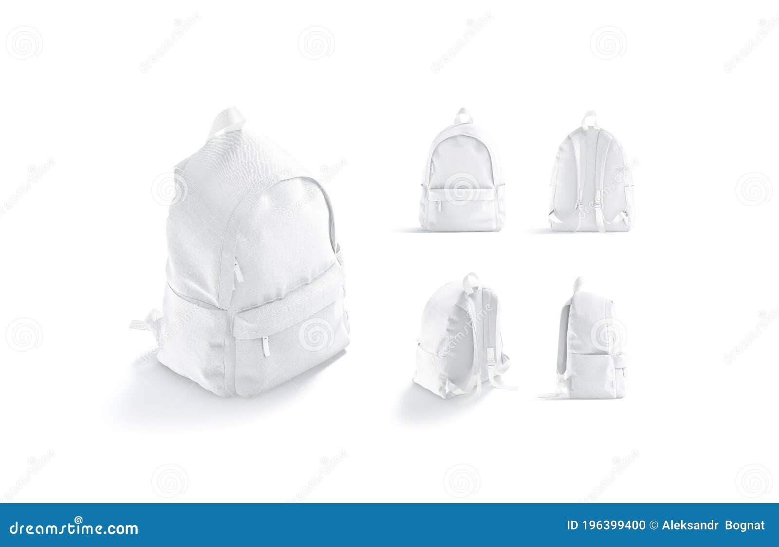 Blank White Backpack with Zipper and Strap Mockup, Different Views ...