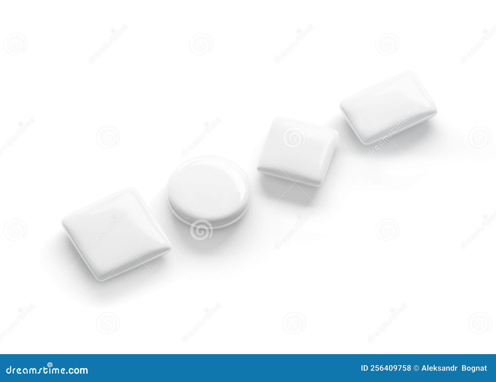 Blank White Badge Mockup, Different Shape, Side View Stock Illustration ...