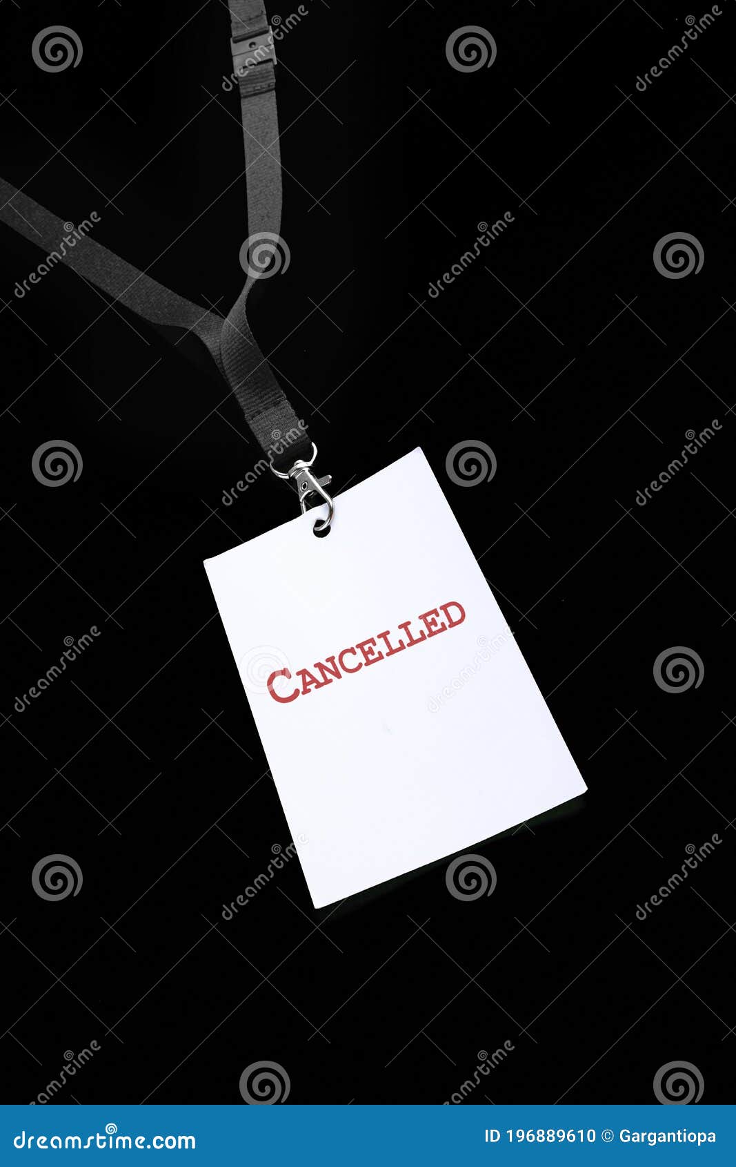 Blank White Bagde on Black Background with Cancelled Stock Photo ...