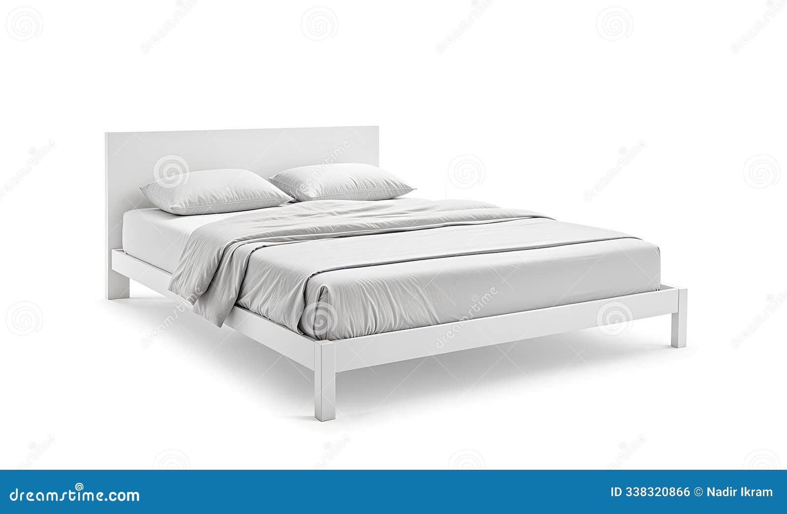 Blank White Bed Mock Up, Side View Isolated, 3d Rendering. Stock ...