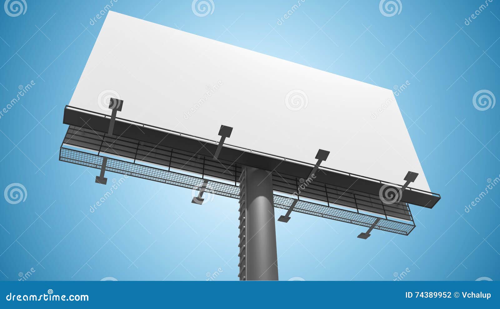 Blank White Billboard on Blue Background. 3D Rendered Illustration ...