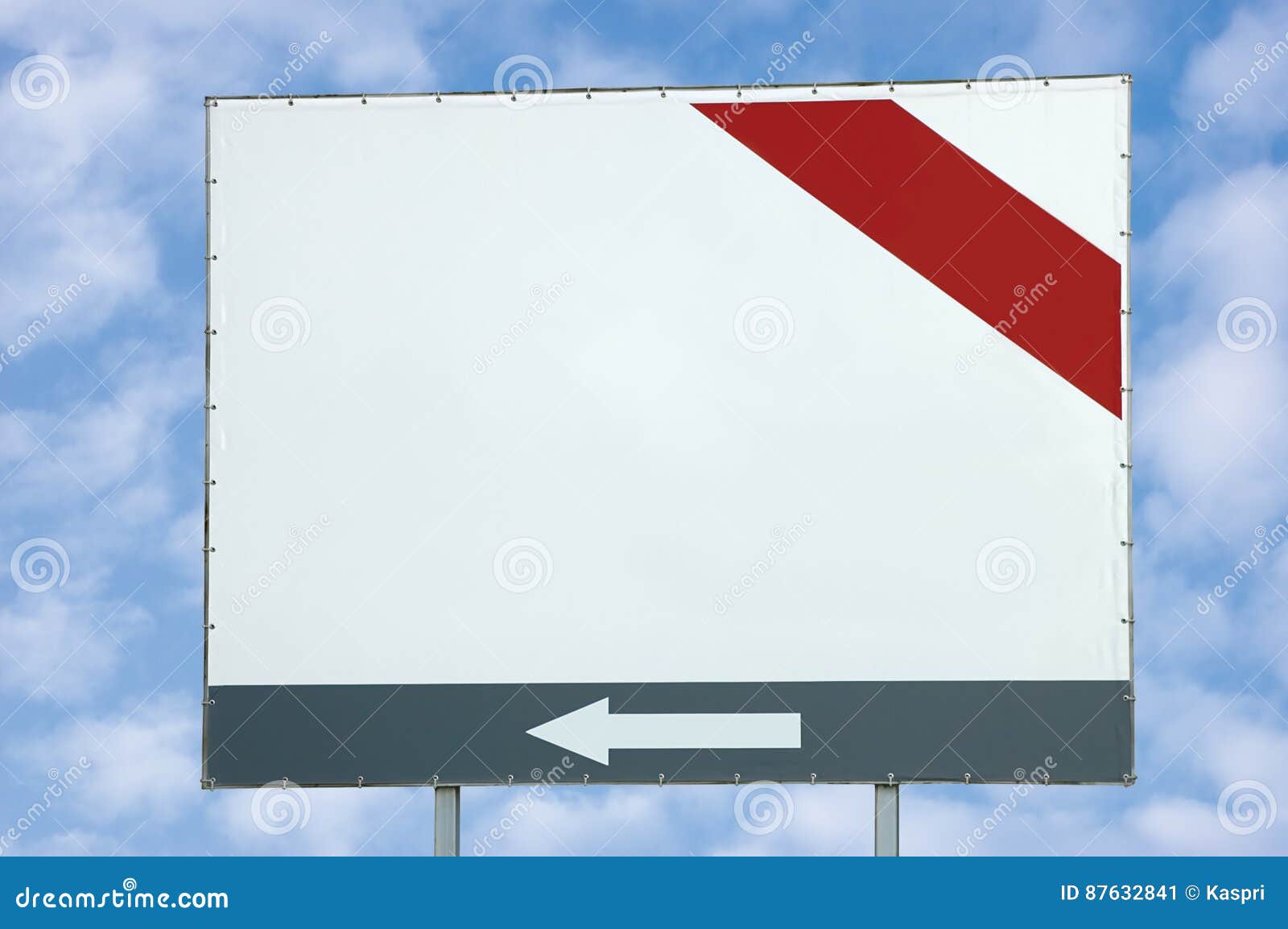 Blank White Billboard Copy Space, Red and Grey Bar and Arrow, Over ...