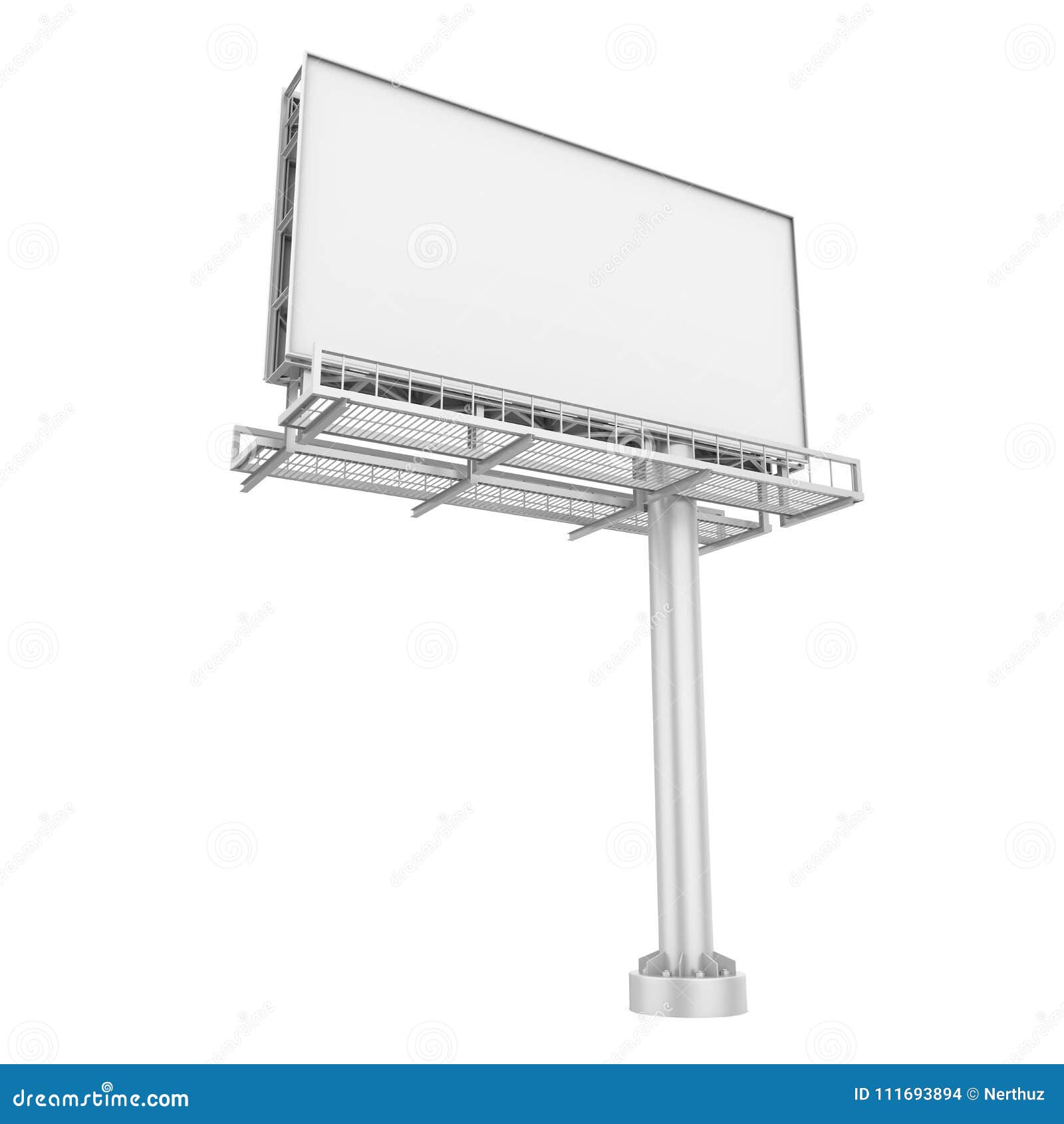 Blank White Billboard Isolated Stock Illustration - Illustration of ...